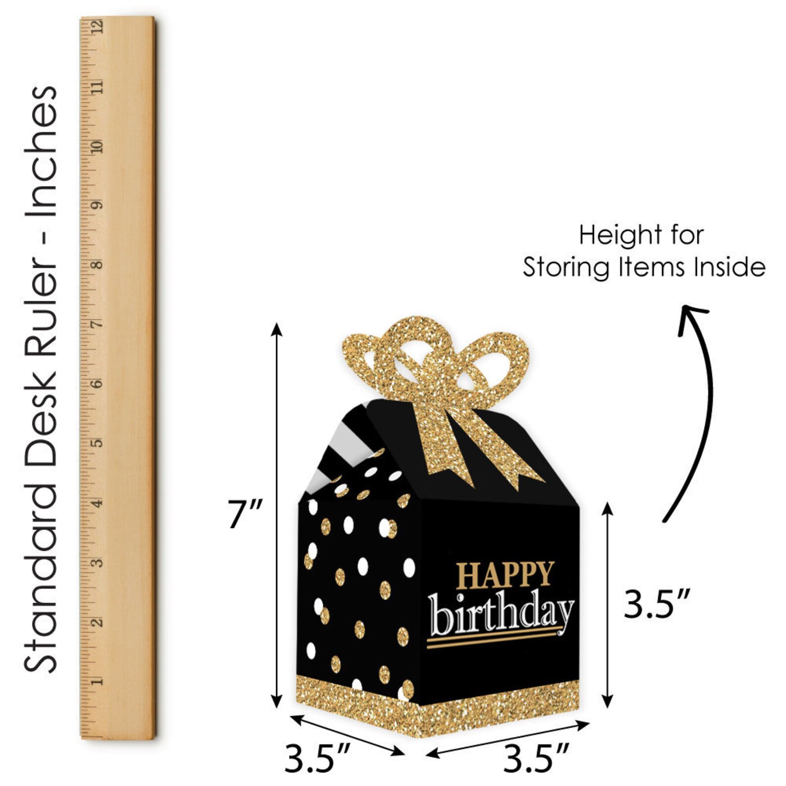 Adult Happy Birthday - Gold - Square Favor Gift Boxes - Birthday Party ...
