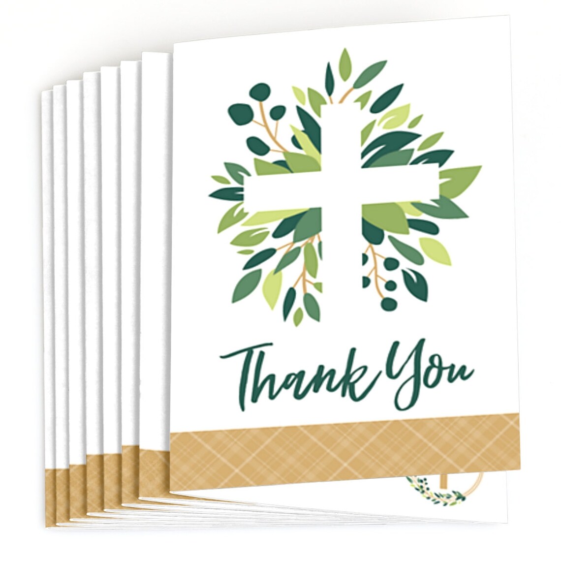 Elegant Cross Thank You Cards - Religious Party Thank You's - Set of 8 ...
