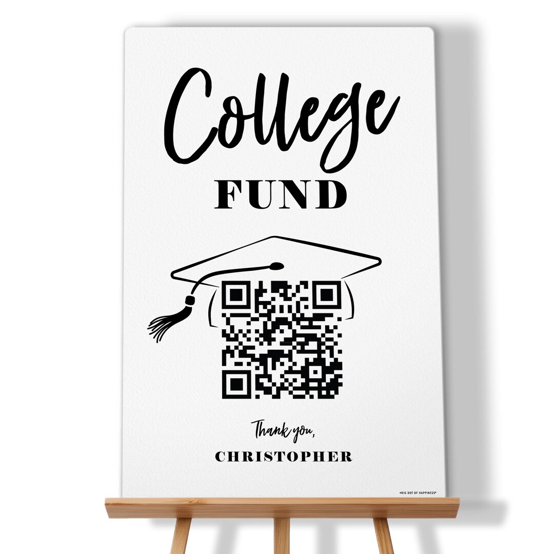 Personalized College Fund QR Code Sign for High School Grad, Custom ...