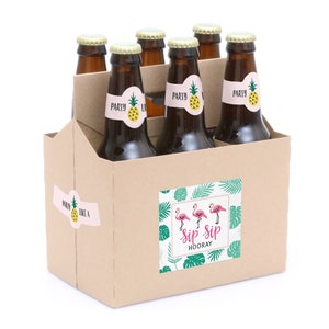 Pink Flamingo Beer Labels 6 Beer Bottle Labels & 1 Carrier - Etsy