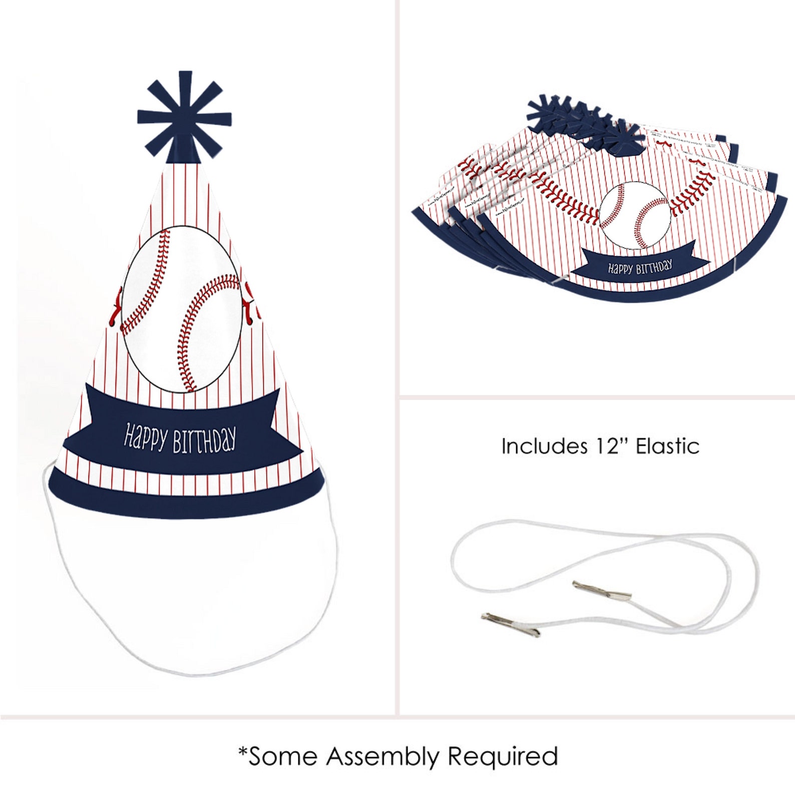 Batter up Cone Happy Birthday Party Hats for Kids and Adults | Etsy