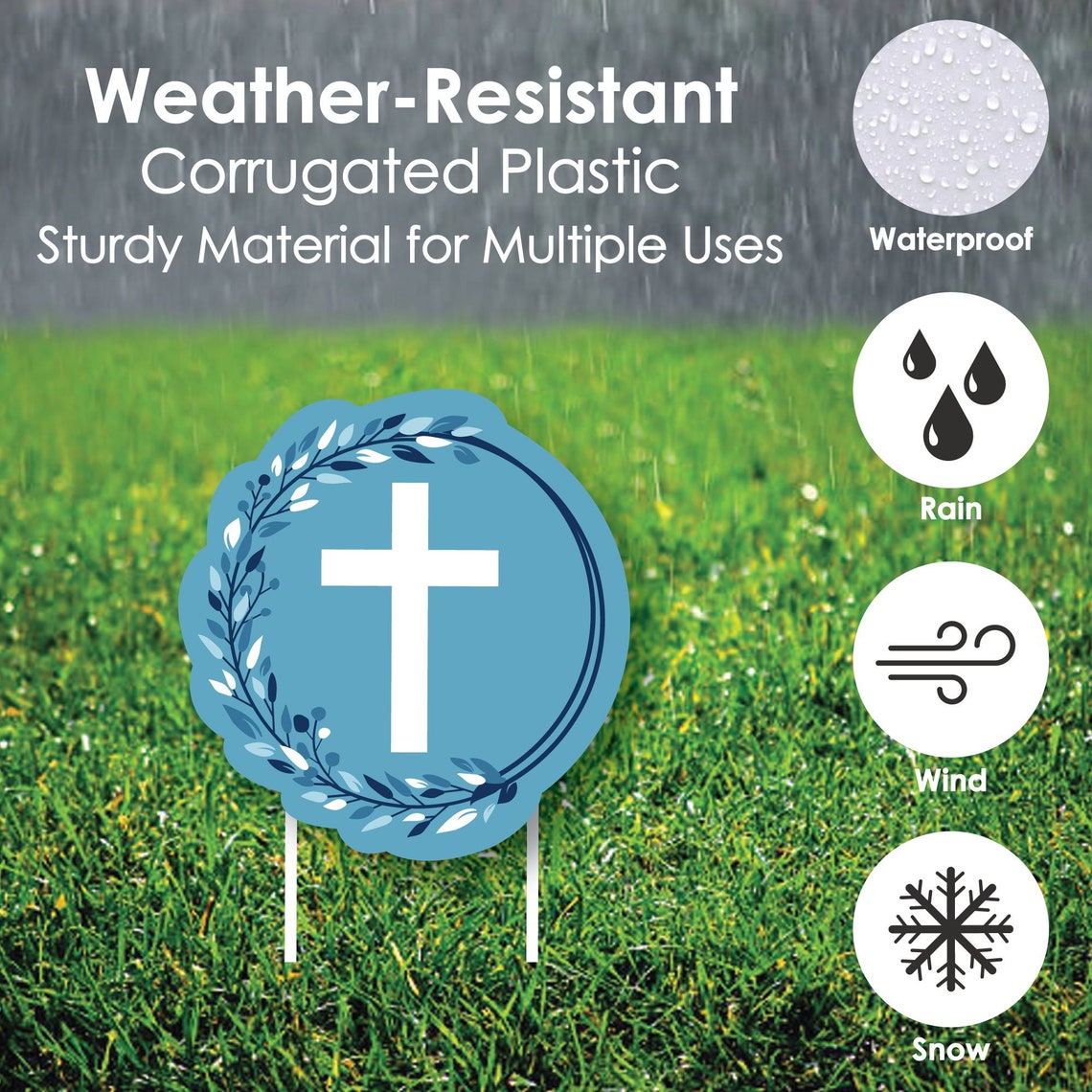 Blue Elegant Cross Yard Sign and Outdoor Lawn Decorations - Etsy