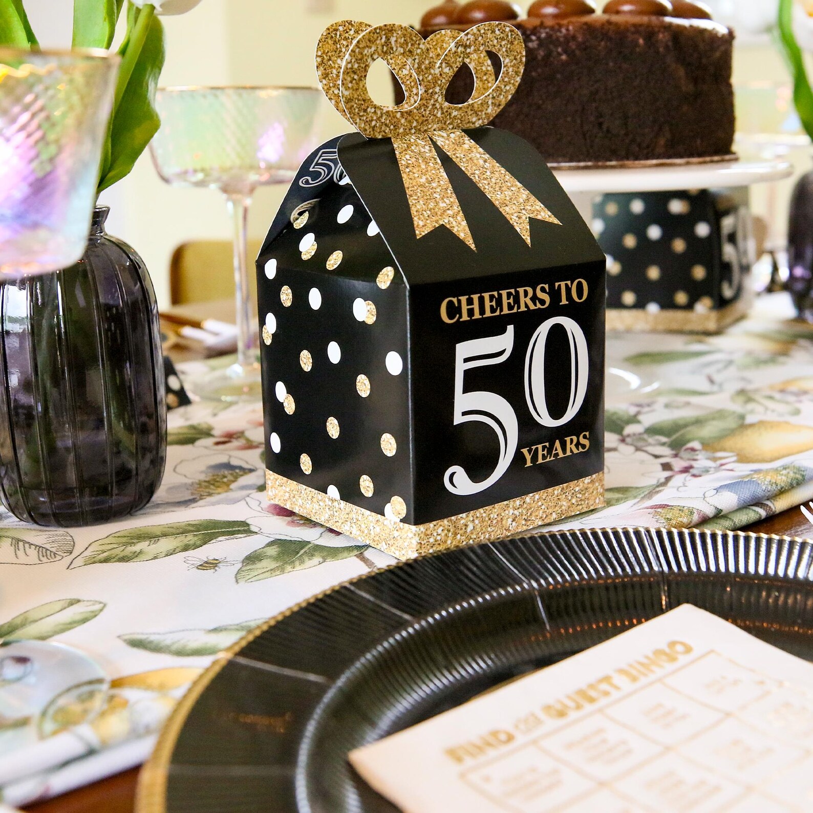 Adult 50th Birthday - Gold - Square Favor Gift Boxes - Birthday Party ...