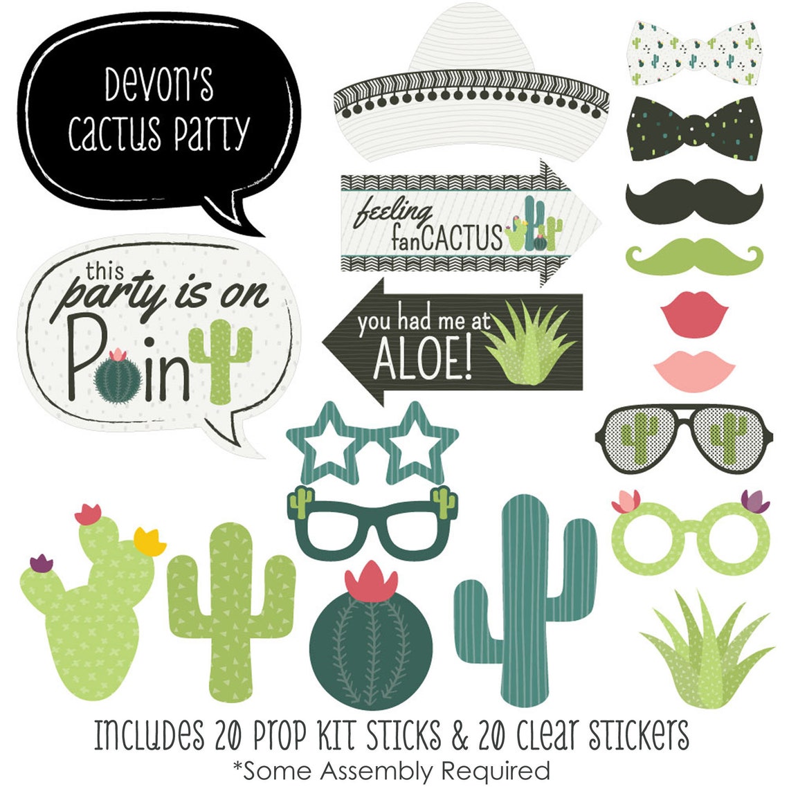 Prickly Cactus Party Photo Booth Props Fiesta Party Photo - Etsy