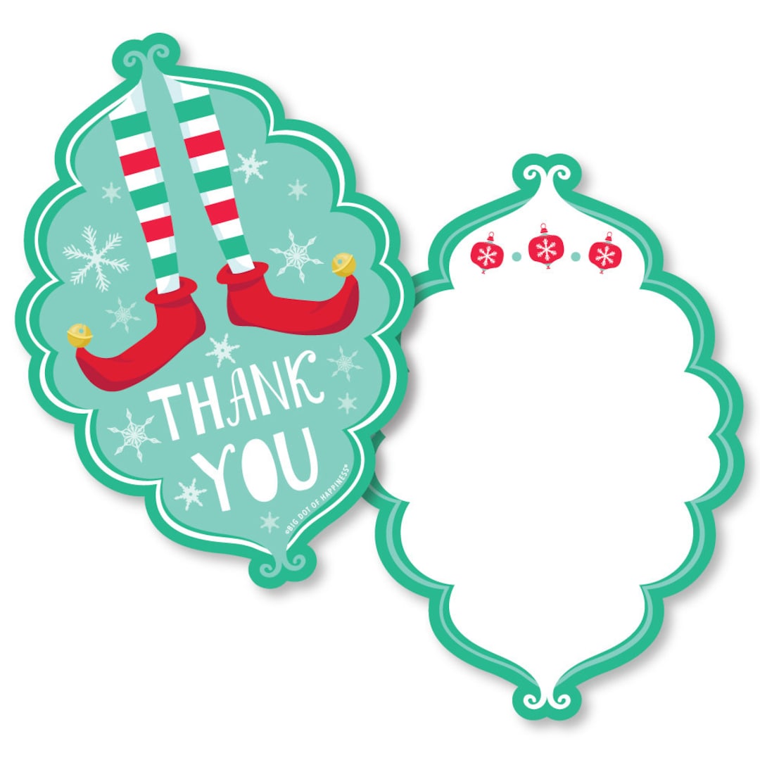 Elf Squad - Shaped Thank You Cards - Kids Elf Christmas and Birthday ...