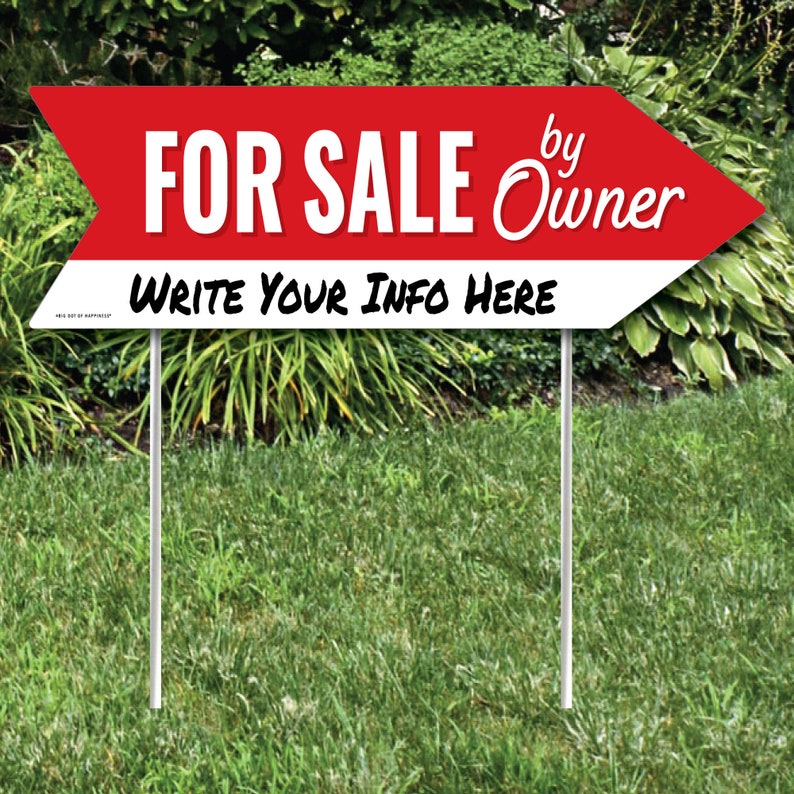 For Sale by Owner Home Real Estate Sign Arrow Double Sided - Etsy