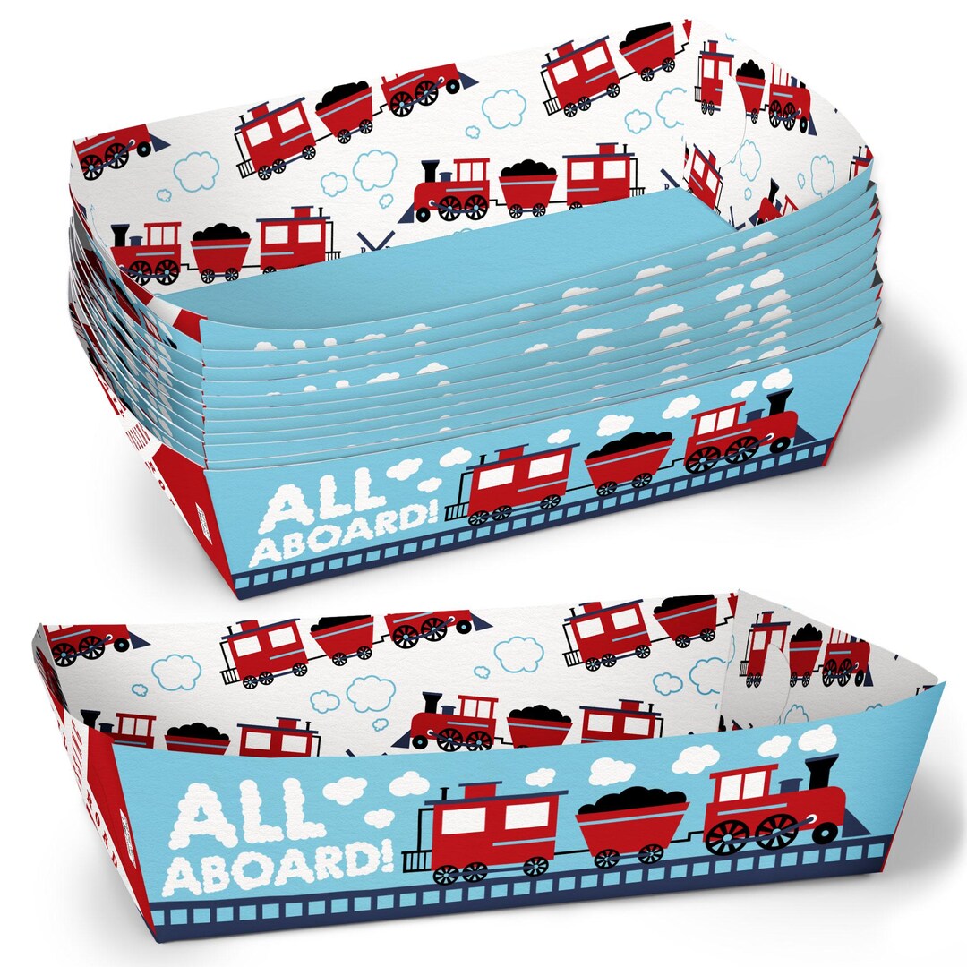 Train Party Paper Food Trays, Disposable Food Boats for Railroad Party ...