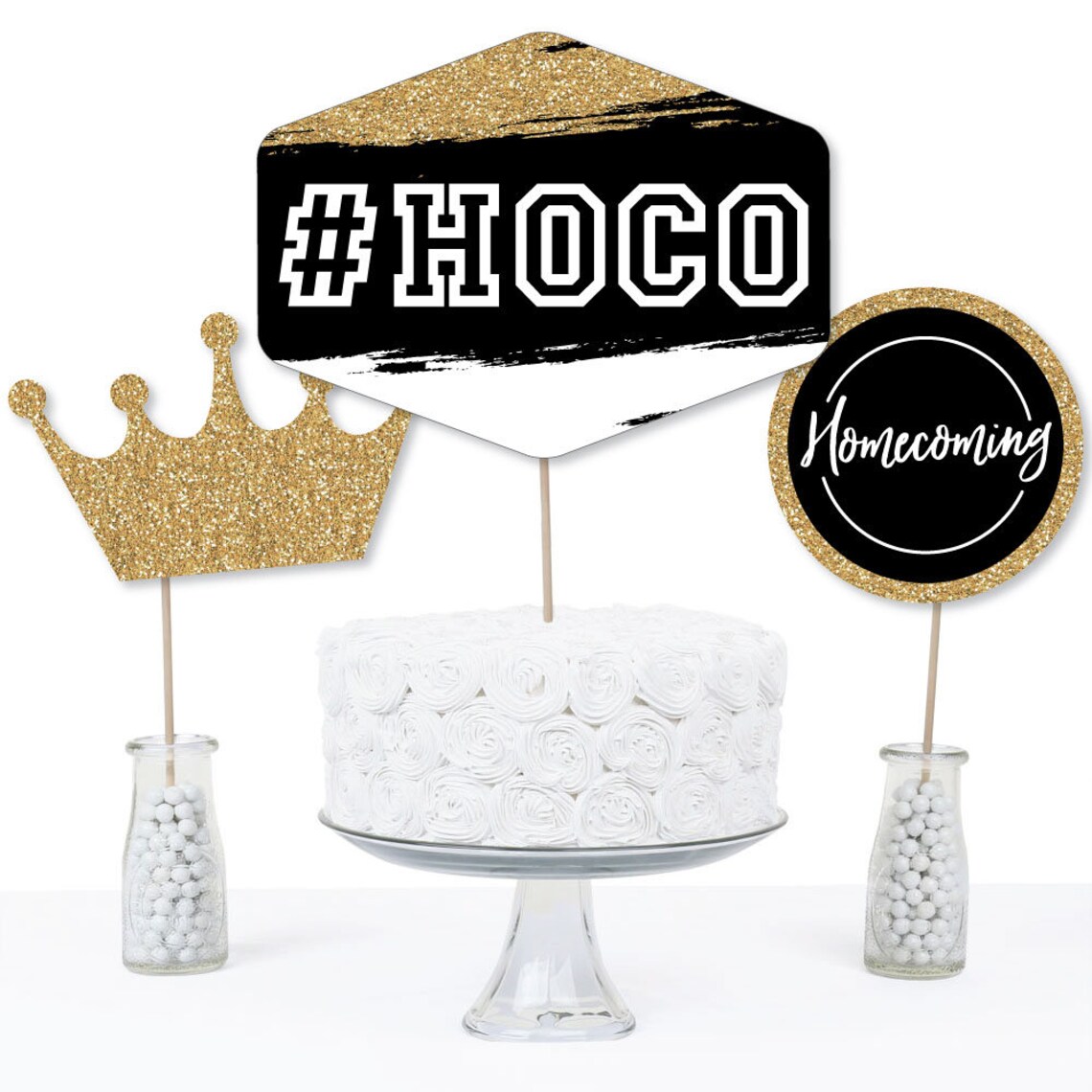 HOCO Dance - Centerpiece Sticks - Black and Gold Homecoming Party Table ...
