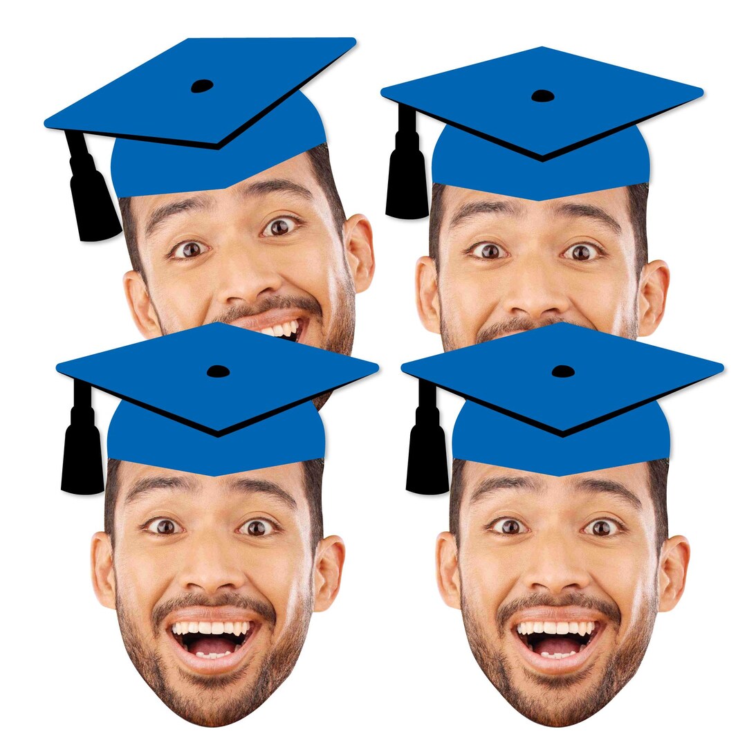 Custom Photo Blue Grad Cap, Fun Face Cutout Decorations, Personalized ...