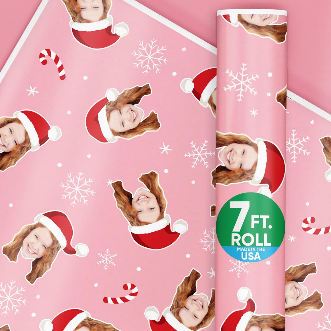 Santa Claus Pink Personalized Photo Christmas Wrapping Paper Funny ...