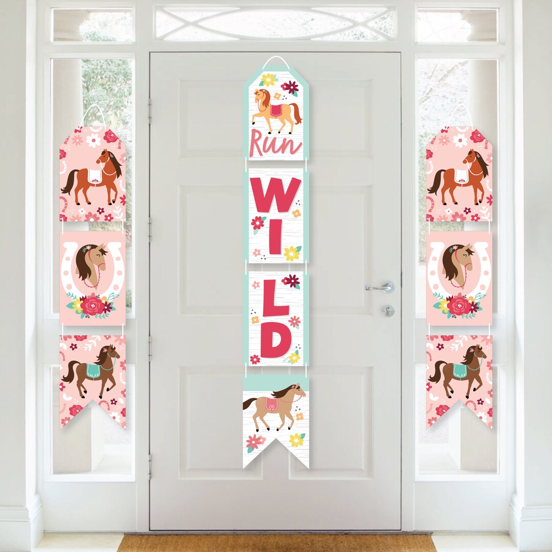 Run Wild Horses - Hanging Vertical Paper Door Banners - Pony Birthday ...