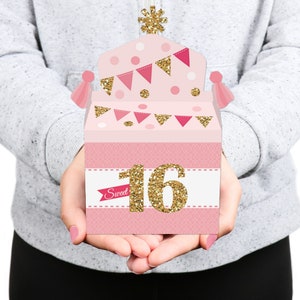 Sweet 16 - Treat Box Party Favors - 16th Birthday Party Goodie Gable ...