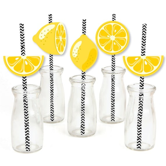 So Fresh - Lemon - Die-Cut Straw Decorations - Citrus Lemonade Party ...