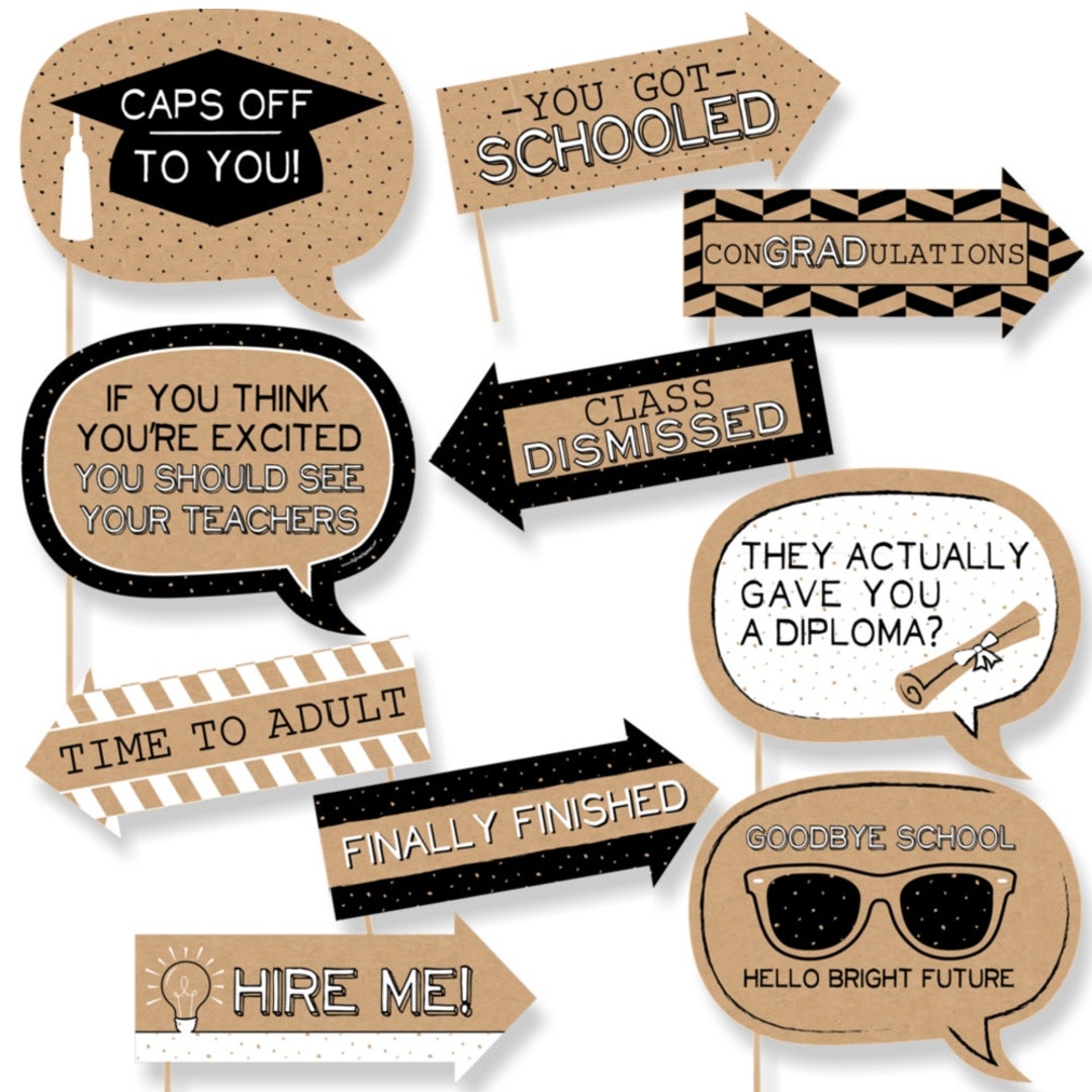 Funny Bright Future - 10 Piece Graduation Party Photo Booth Props Kit ...