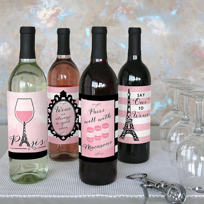 Paris, Ooh La La - Wine Bottle Labels - Paris Themed Baby Shower or ...