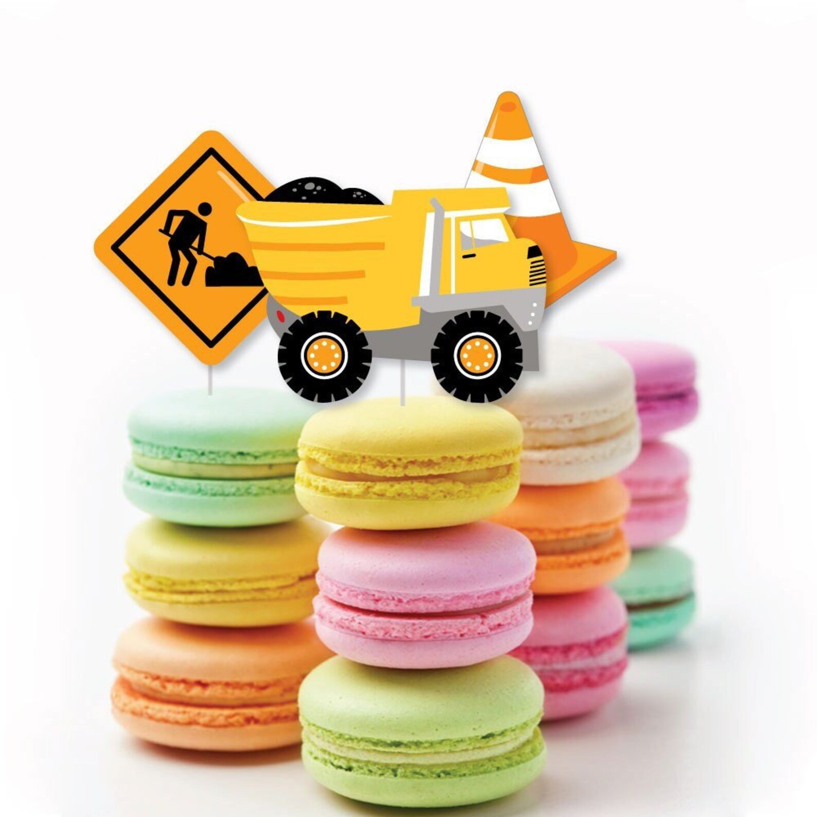 Dig It Construction Party Zone Dessert Cupcake Toppers - Etsy