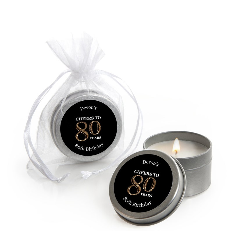 80th Birthday Candle Tin Party Favors Adult 80th Birthday Etsy