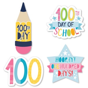 Happy 100th Day of School - Diy Shaped 100 Days Party Cut-outs - 24 ...