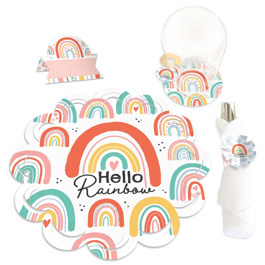 Hello Rainbow - Boho Baby Shower and Birthday Party Paper Charger and ...