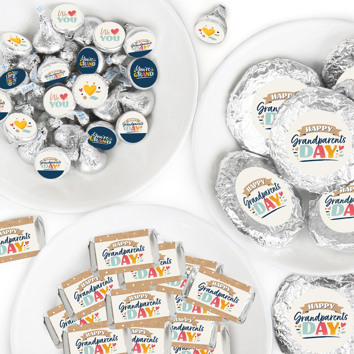 Happy Grandparents Day - Mini Candy Bar Wrappers, Round Candy Stickers ...