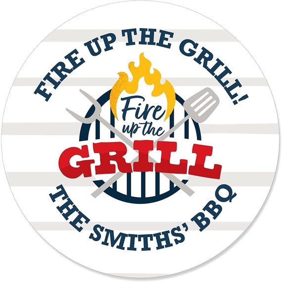 Big Dot of Happiness Personalized Fire Up The Grill - Custom Summer BBQ ...