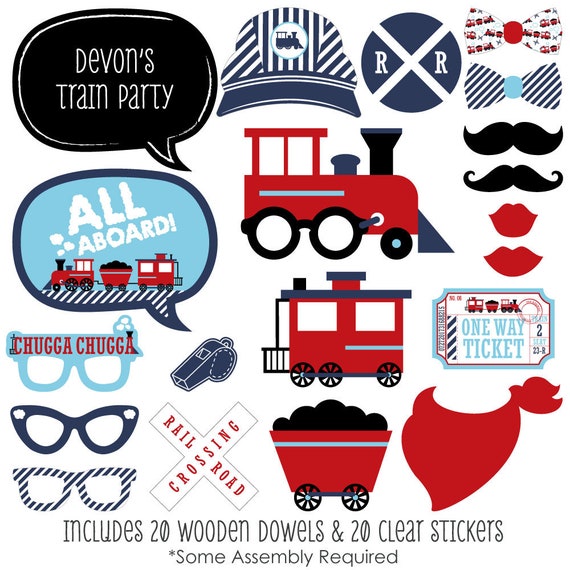 Railroad Party Crossing Photobooth Kit W/Custom Talk Bubble - Steam ...