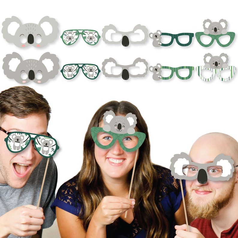 Koala Cutie Glasses and Masks - Paper Card Stock Bear Birthday Party ...