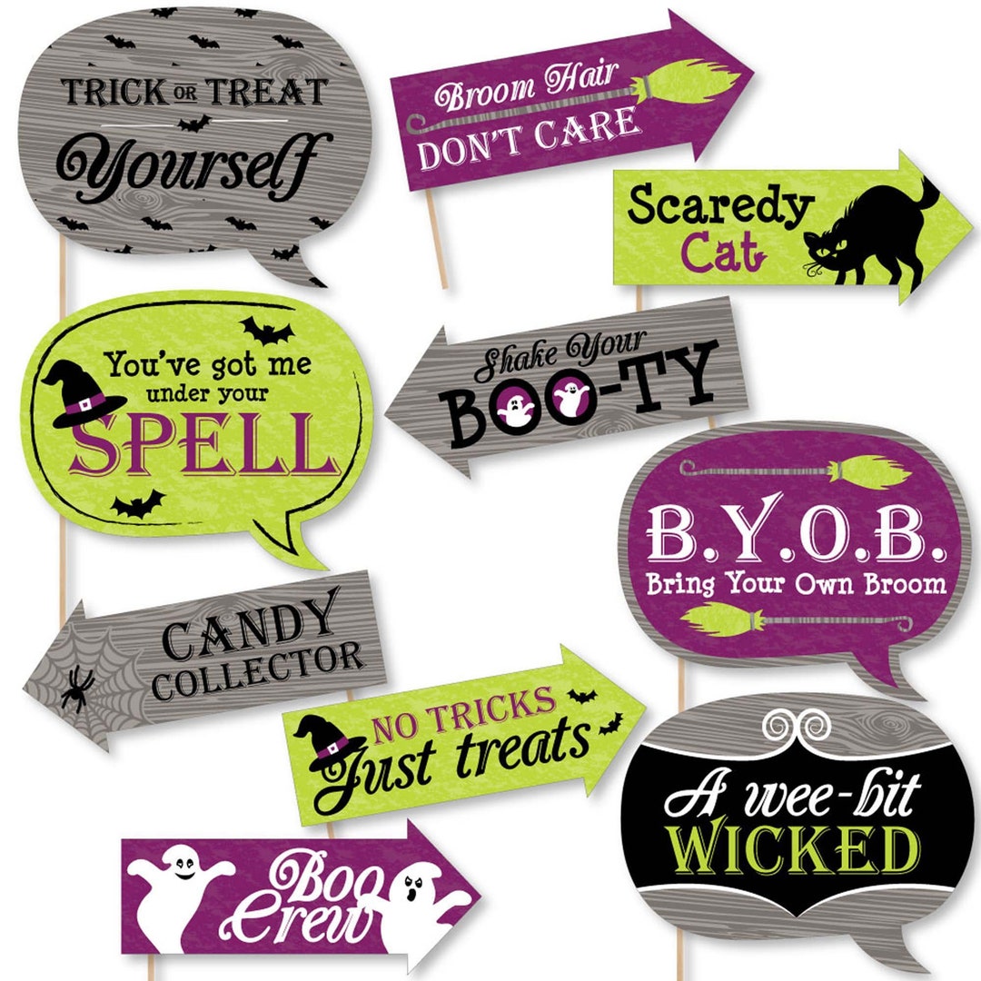 Funny Happy Halloween Photo Booth Props - Halloween Witch Party Photo ...