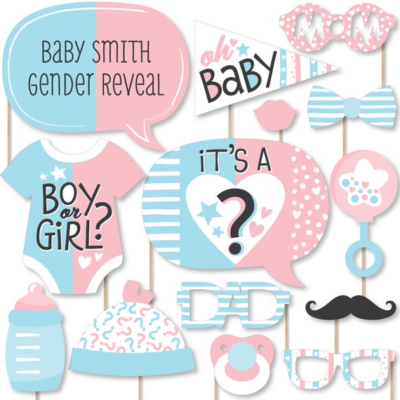 Baby Gender Reveal - Personalized Team Boy or Girl Party Photo Booth ...