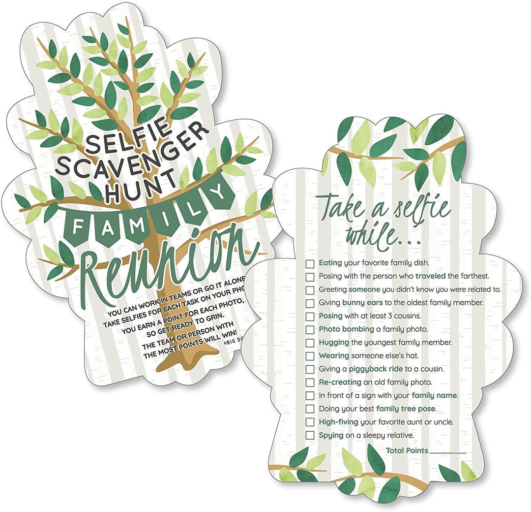 Family Tree Reunion - Selfie Scavenger Hunt - Family Gathering Party ...