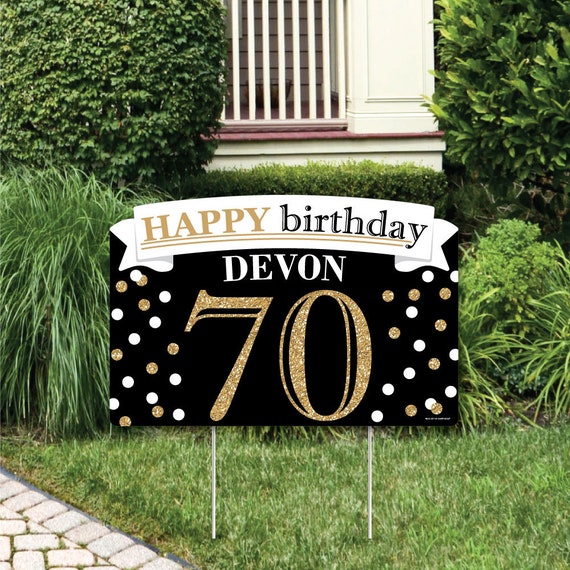 Adult 70th Birthday - Gold - Birthday Party Yard Sign Lawn Decorations ...