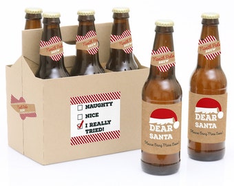 Down the Chimney Santa Christmas Beer Label Custom Beer Label Christmas ...