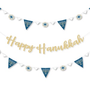 Happy Hanukkah - Chanukah Letter Banner - 36 Banner Cutouts and No-mess ...