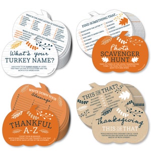 Happy Thanksgiving - 4 Fall Harvest Party Games - 10 Cards Each ...