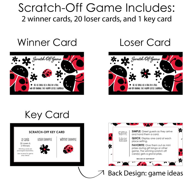 Happy Little Ladybug Baby Shower Scratch off Game 22 Scratch | Etsy