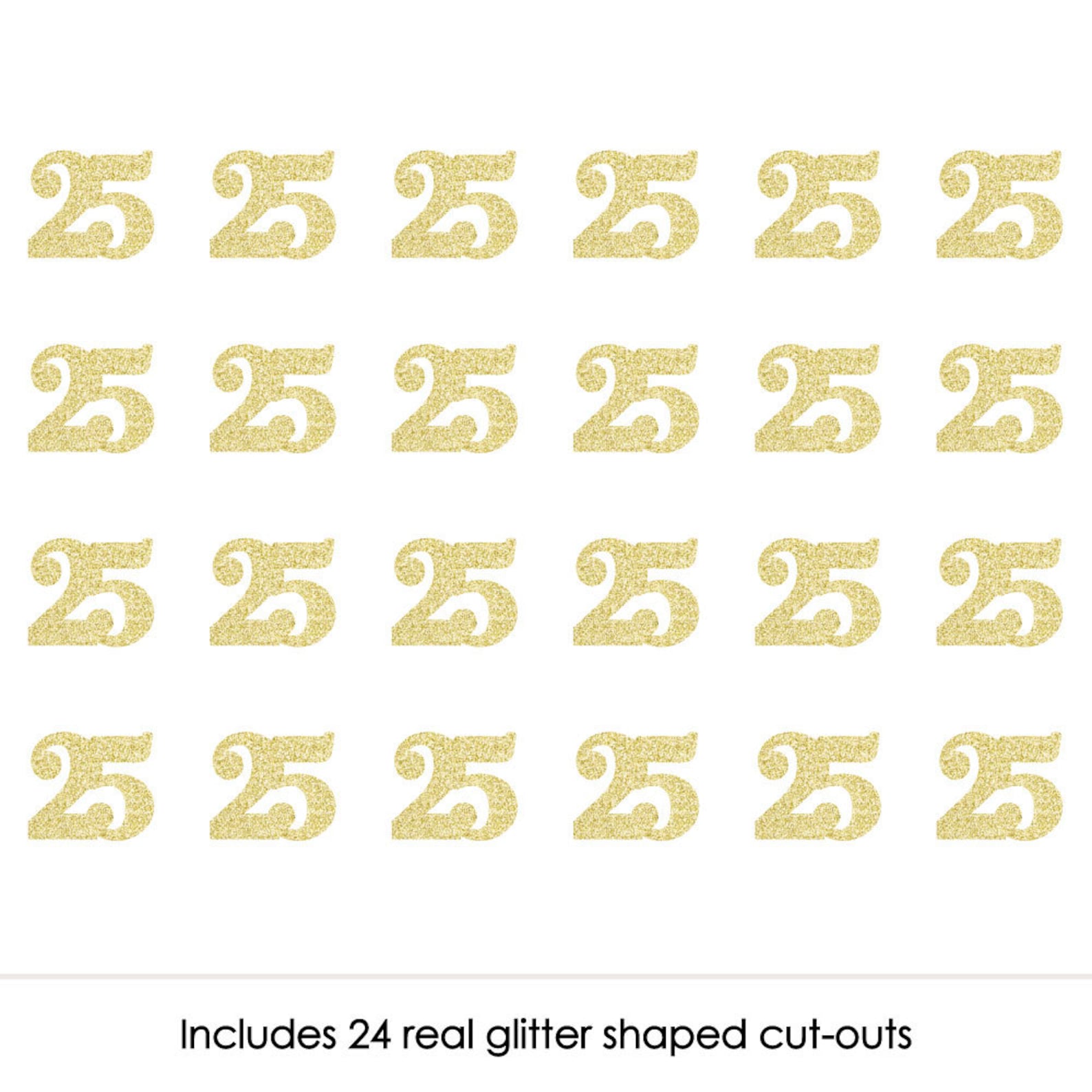 Gold Glitter 25 - No-mess Real Gold Glitter Cut-out Numbers - 25th ...