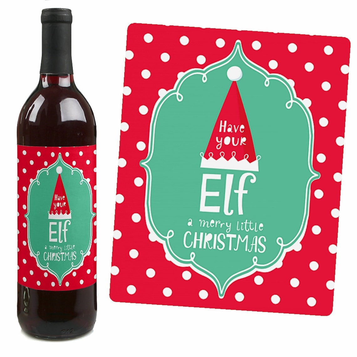 Elf Squad Holiday Wine Bottle Labels for Elf Christmas Party | Etsy