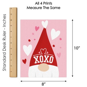 Valentine Gnomes - Unframed Valentine’s Day Linen Paper Wall Art - Set ...