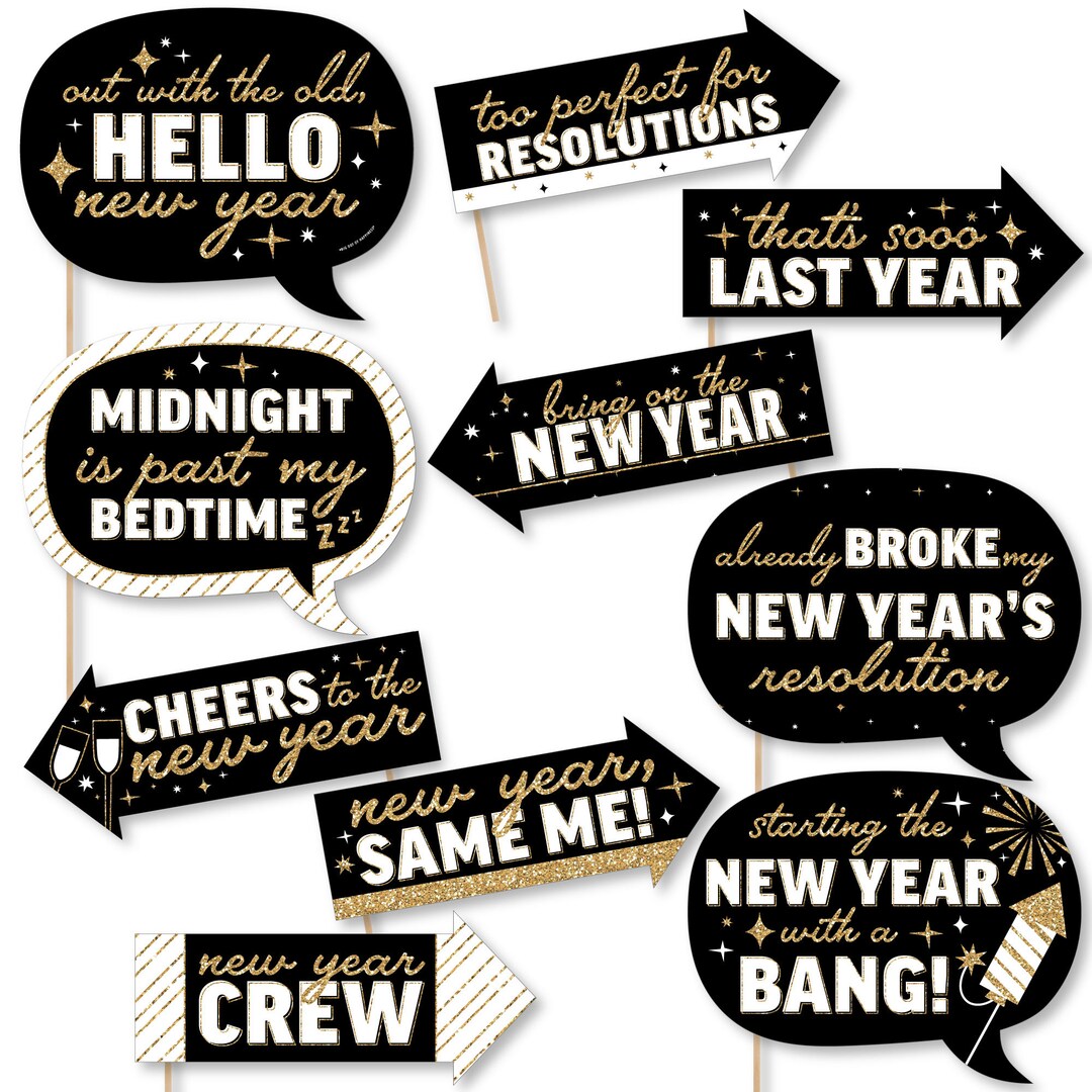 Funny Hello New Year - NYE Party Photo Booth Props Kit - 10 Piece - Etsy