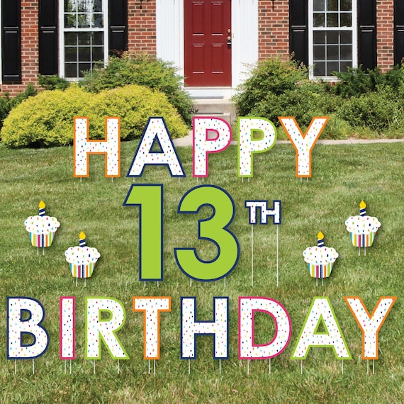13th Birthday - Cheerful Happy Birthday - Yard Sign Outdoor Lawn ...
