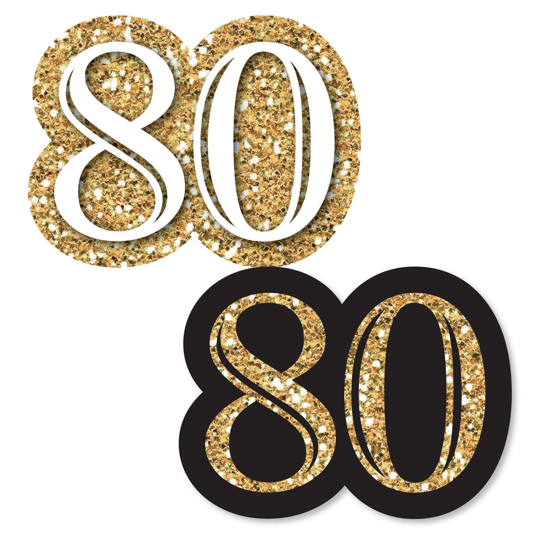 Small 80th Birthday DIY Shaped Paper Cut Outs - Adult 80th Birthday ...