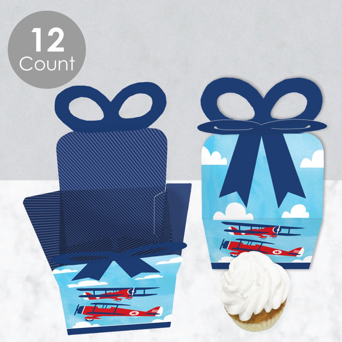 Taking Flight Airplane Square Favor Gift Boxes Vintage | Etsy