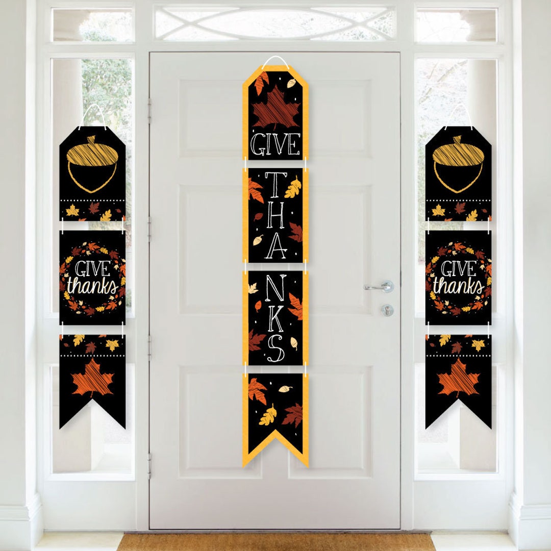 Give Thanks - Hanging Vertical Paper Door Banners - Thanksgiving Party ...