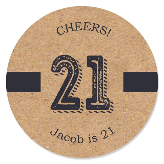 Custom Finally 21 - Personalized 21st Birthday Party Circle Sticker ...