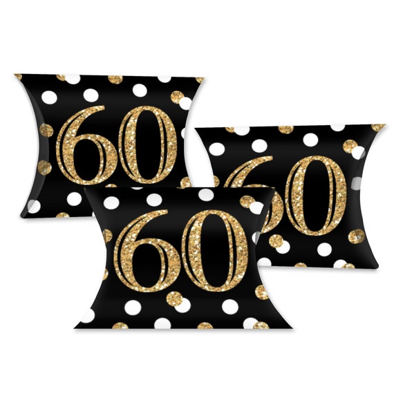 Adult 60th Birthday - Gold - Favor Gift Boxes - Birthday Party Petite ...