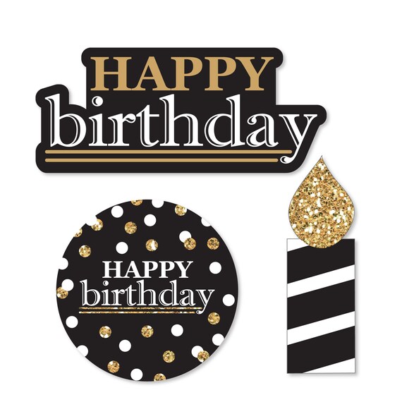 Small Happy Birthday DIY Shaped Paper Cut Outs - Adult Happy Birthday ...
