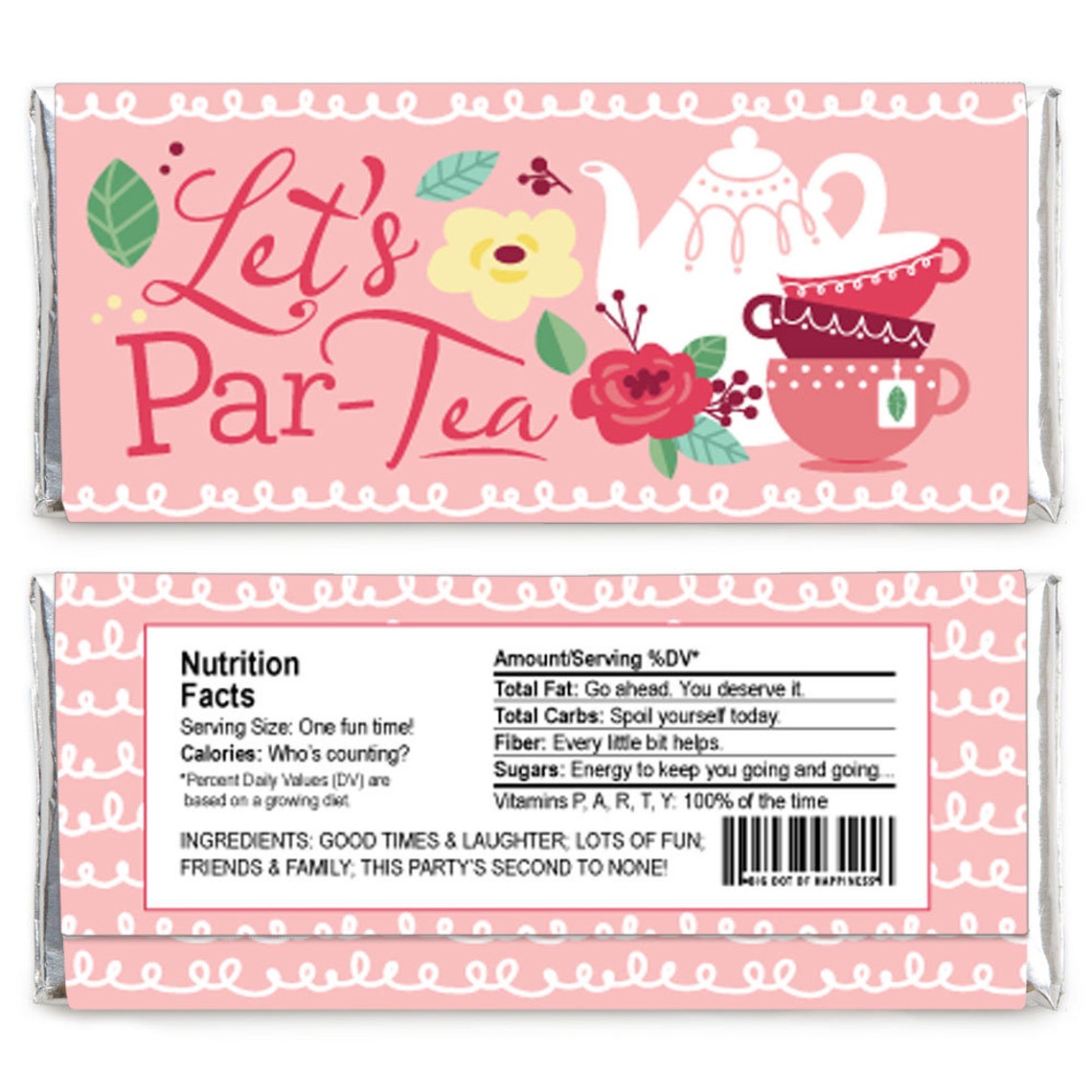 Floral Lets Par-tea Candy Bar Wrapper Garden Tea Party - Etsy