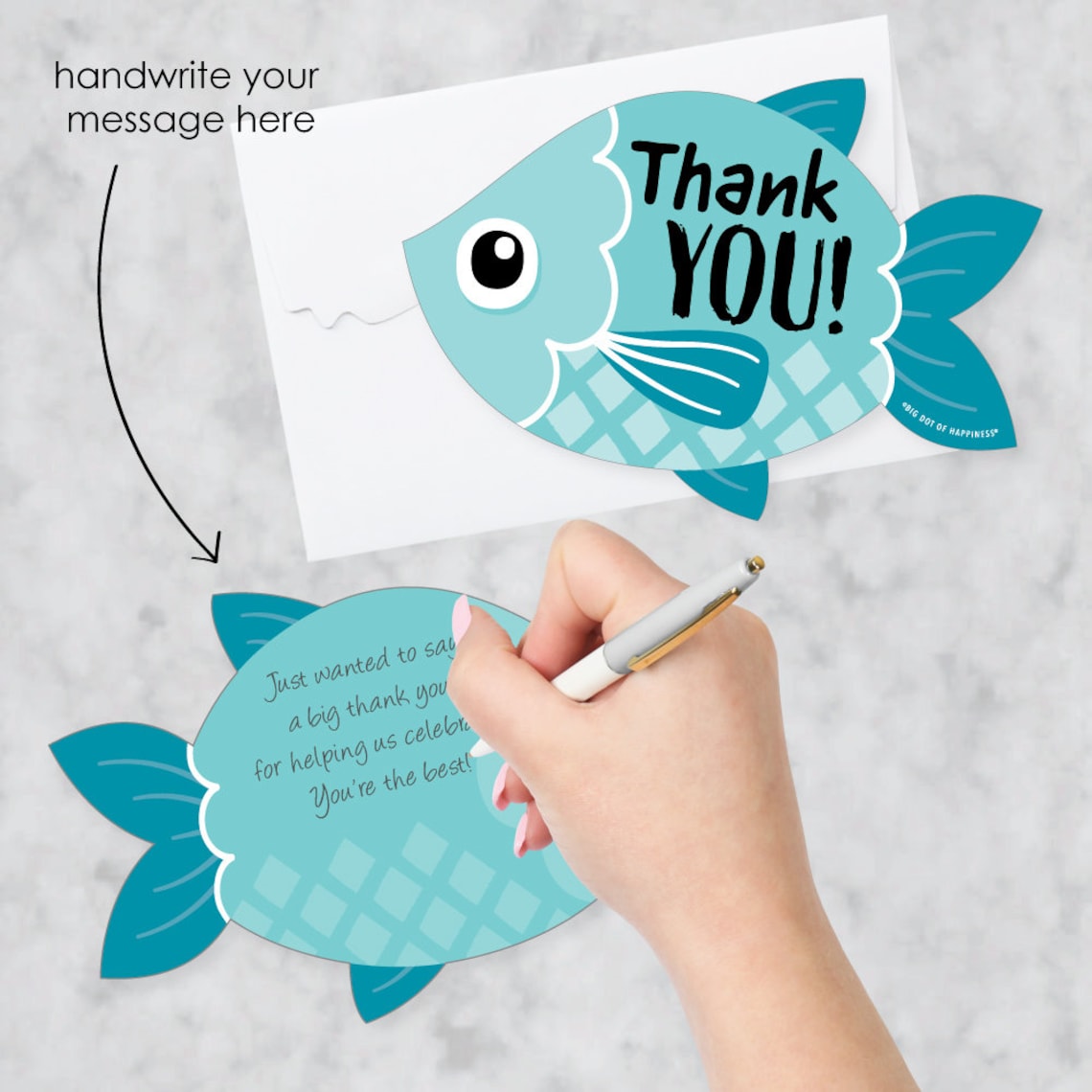 Lets Go Fishing Shaped Thank You Cards Fish Themed | Etsy