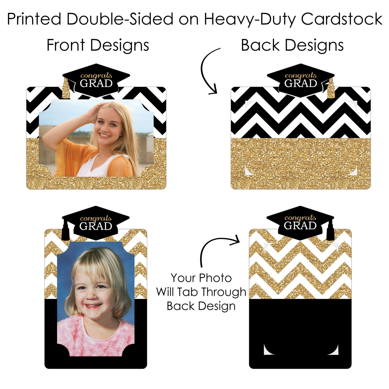 Black & Gold Grad Photo Table Toppers Tassel Worth the - Etsy