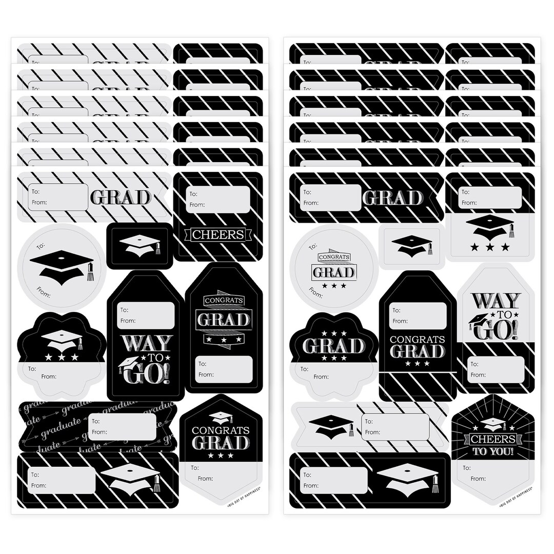 Graduation Cheers Assorted Graduation Party Gift Tag Labels to and From ...